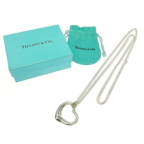 Tiffany & Co. | Bags | Tiffany Co Silver Open Heart Mesh Chain Necklace ...